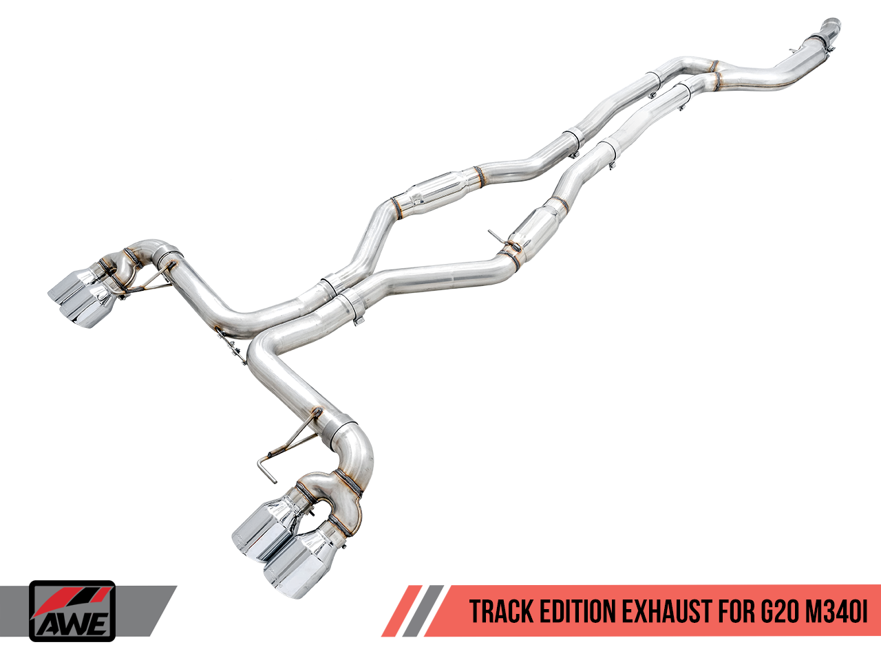 AWE Track Exhaust w/Quad Chrome Tips 2019-24 BMW M340i/M440i